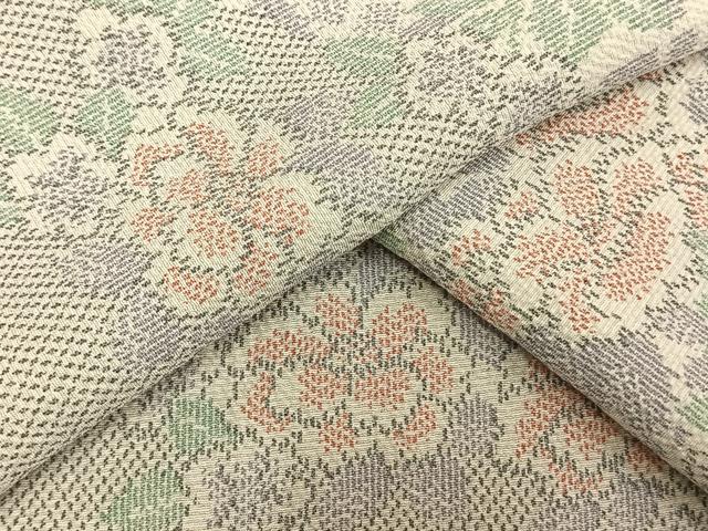 平和屋着物▽上質な小紋　単衣　草花文　正絹　逸品　AAAV2796fy