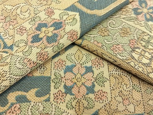 平和屋着物▽上質な紬　単衣　亀甲花文　正絹　逸品　未使用　AAAV2800fy