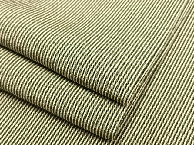 平和屋着物▽江戸小紋　単衣　万筋　緑色×茶色　正絹　逸品　AAAV2810fy