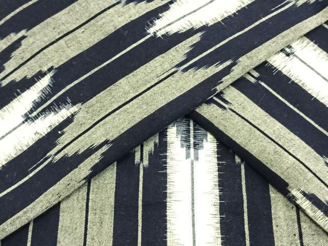 平和屋着物▽上質な紬　単衣　矢羽文　綿　逸品　AAAV2811fy