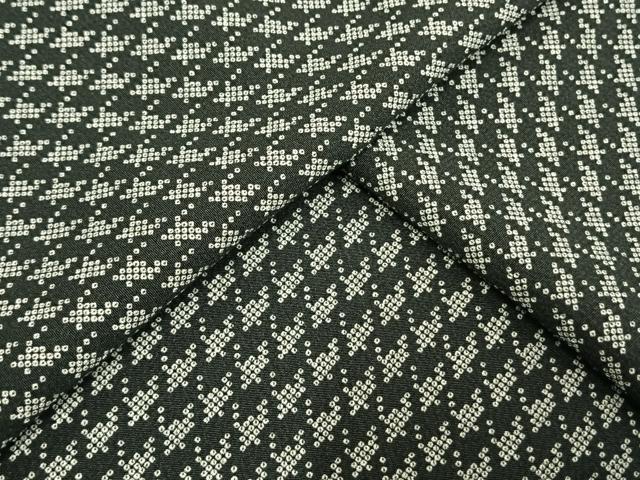 平和屋着物▽上質な小紋　単衣　千鳥格子　黒地　正絹　逸品　AAAV2840fy