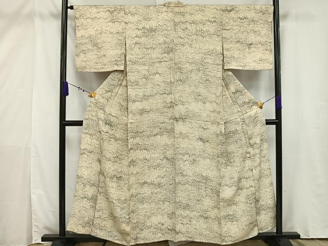 平和屋着物▽上質な小紋　単衣　幾何学文　正絹　逸品　AAAV4925mf