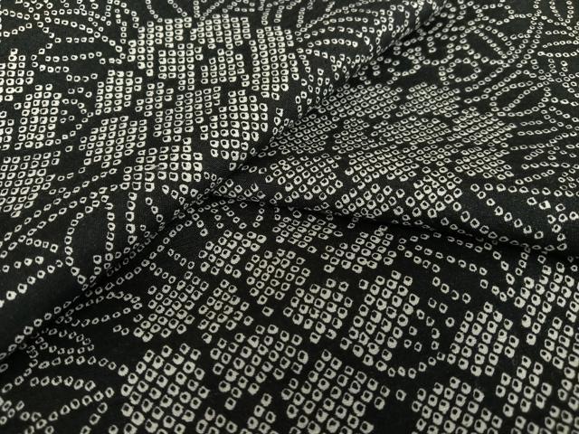 平和屋着物●上質な小紋　紬地　草花文　黒地　正絹　逸品　未使用　AAAV7007zg