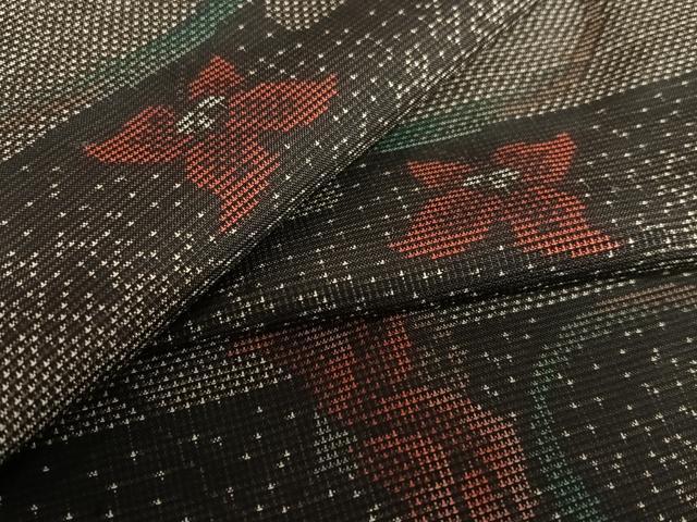 平和屋着物●本場大島紬　泥染め　9マルキ　草花文　正絹　逸品　未使用　AAAV7038zg