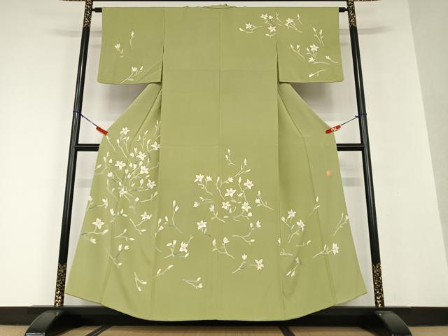 平和屋着物●本加賀友禅作家　野崎徳勝　訪問着　枝花文　正絹　逸品　AAAV7063zg