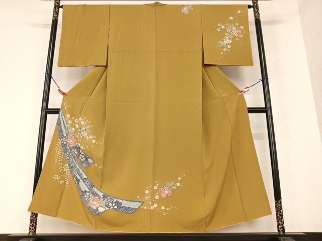 平和屋着物●訪問着　短冊花文　金彩　正絹　逸品　AAAV7076zg