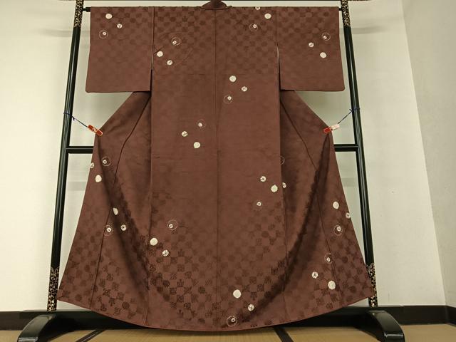 平和屋着物●上質な小紋　お召地　絞り　飛び柄　正絹　逸品　AAAV7082zg