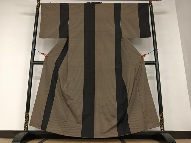 平和屋着物●お召　縞　正絹　逸品　AAAV7107zg