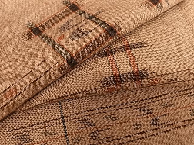 平和屋着物●上質な紬　琉球絣文様　正絹　逸品　AAAV7131zg