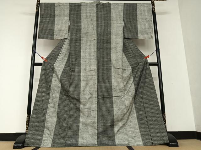 平和屋着物●上質な紬　縞　ロング丈　正絹　逸品　AAAV7151zg