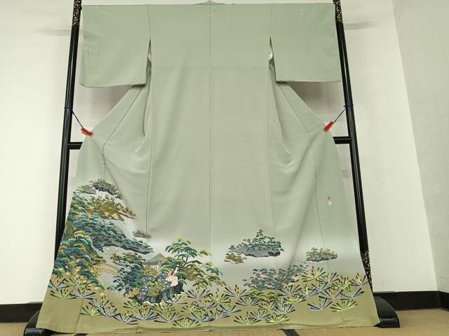 平和屋着物●京加賀友禅　松本健一　色留袖　風景松文　暈し染め　ロング丈　正絹　逸品　AAAV7185zg