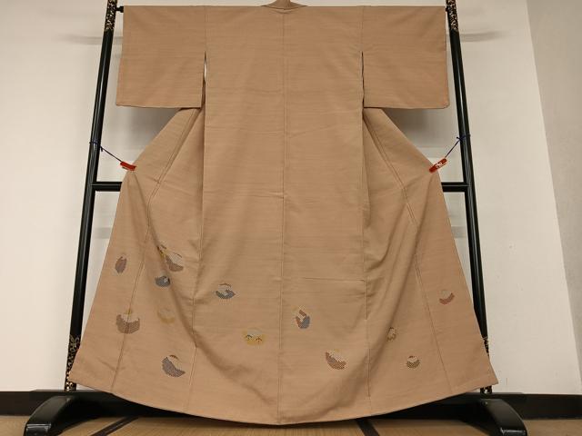 平和屋着物●花織　訪問着　お召地　貝合わせ文　正絹　逸品　未使用　AAAV7244zg