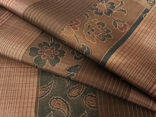 平和屋着物●本場染大島紬　更紗花間道　正絹　逸品　AAAV7251zg