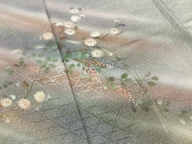 平和屋着物○訪問着 手描き 花籬文 暈し染め 金彩 正絹 逸品