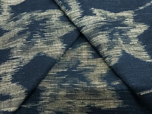 平和屋着物▽久留米絣　単衣　舞葉文　楓　綿　逸品　AAAV7264zg