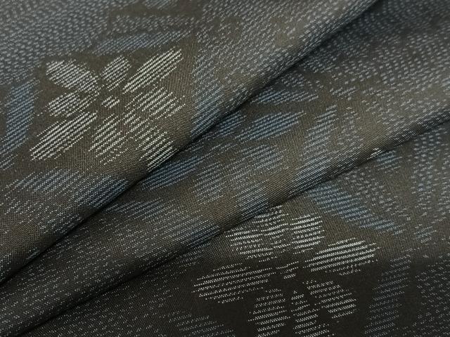 平和屋着物●本場大島紬　雲重ね花菱文　黒地　正絹　逸品　AAAV7286zg