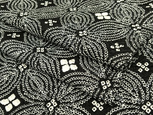 平和屋着物●上質な小紋　絞り　花菱文　黒地　正絹　逸品　AAAV7301zg