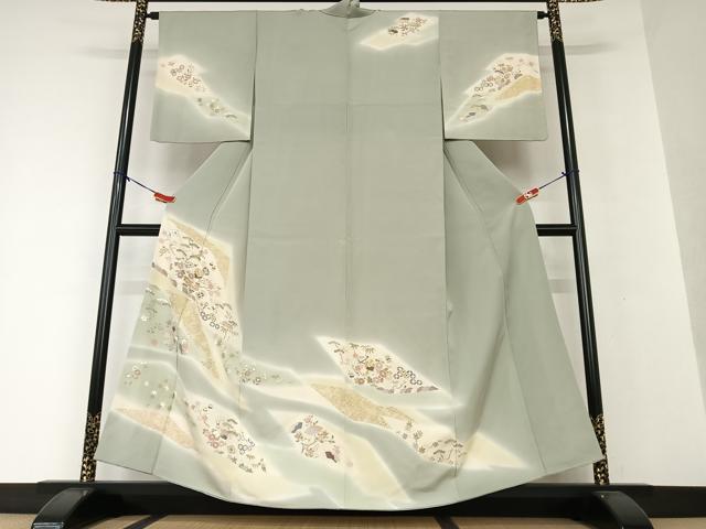 平和屋着物▽創業460年・千總 訪問着 単衣 刺繍 手描き 人物