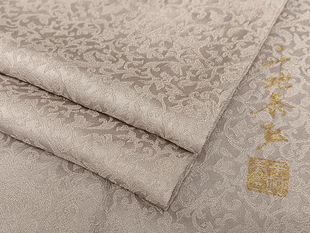 平和屋着物●世界的友禅作家　千地泰弘　色無地　唐草地紋　鳩羽鼠色　正絹　逸品　AAAV7377zg