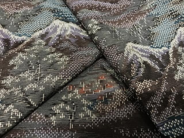 平和屋着物●上質な紬　樹林風景文　正絹　逸品　AAAV7379zg