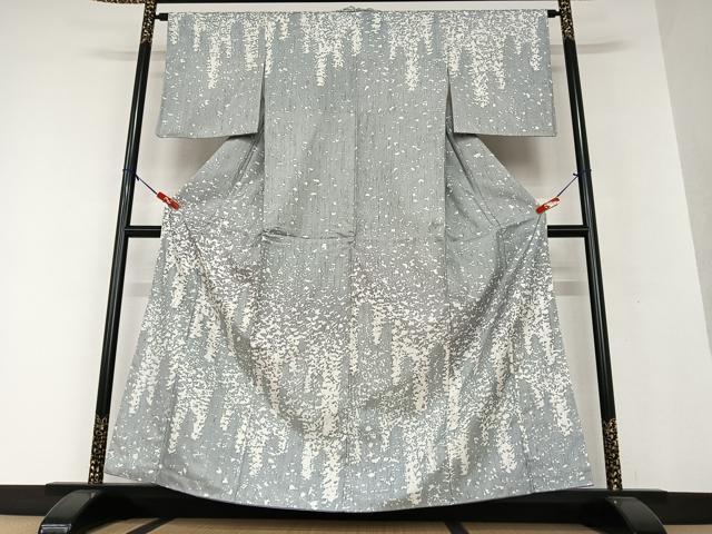 平和屋着物●訪問着　紬地　ろうけつ染め　霞文　正絹　逸品　AAAV7381zg