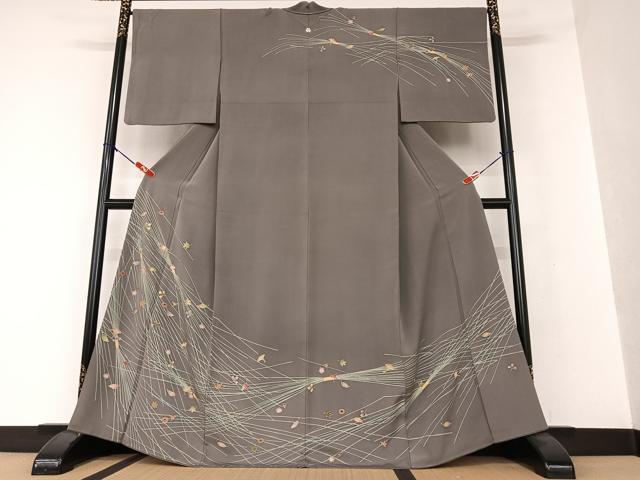 平和屋着物●訪問着　友禅　草花文　金彩　正絹　逸品　AAAV7383zg