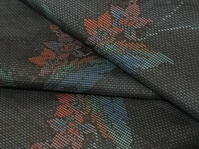 平和屋着物●本場大島紬　9マルキ　草花文　正絹　逸品　AAAV7394zg