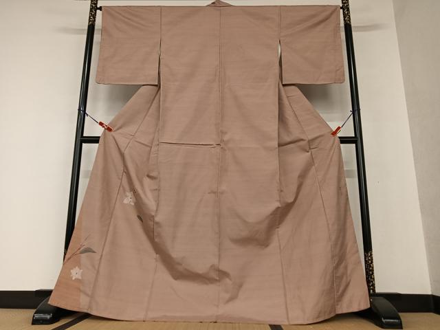 平和屋着物●西陣　宮階織物　宮繍苑　里葉　訪問着　紬地　舞花文　正絹　逸品　AAAV7395zg