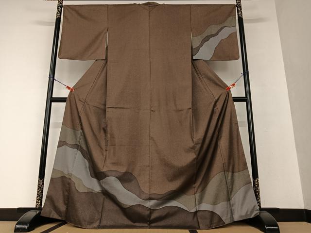 平和屋着物●本場染大島紬　訪問着　道長文　正絹　逸品　AAAV7412zg