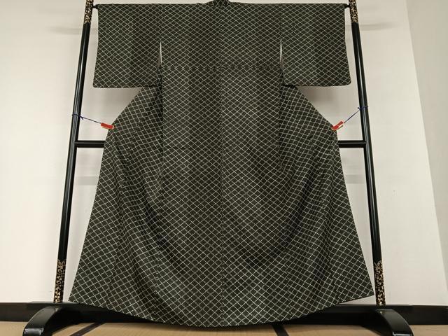 平和屋着物●上質な小紋　菱文　正絹　逸品　AAAV7429zg