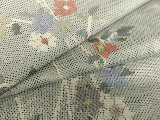 平和屋着物●本場大島紬　白大島　カタス7マルキ　総絣　枝花文　正絹　逸品　AAAV7433zg