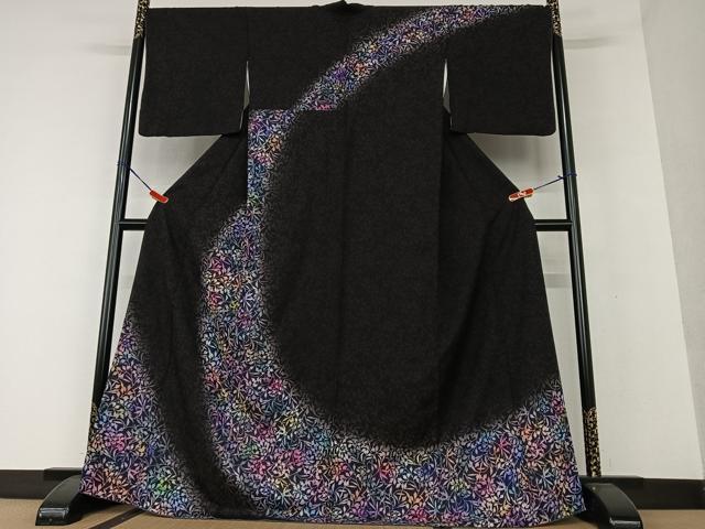 平和屋着物●訪問着　草花シルエット　暈し染め　正絹　逸品　AAAV7470zg