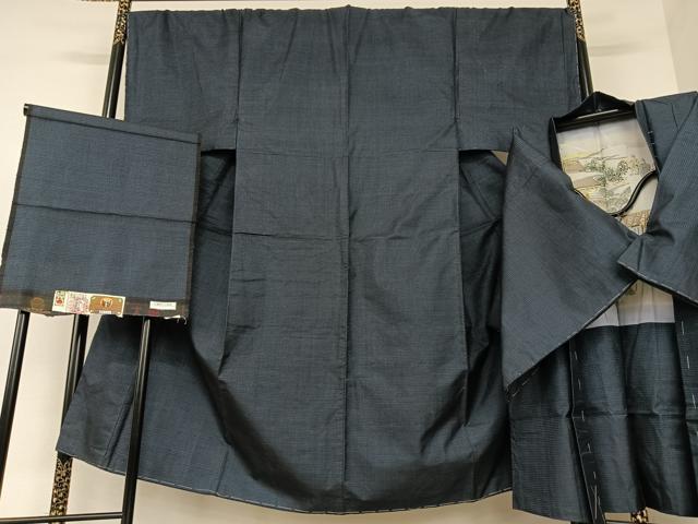 平和屋着物●男性　本場大島紬　アンサンブル　100亀甲　手織り　総詰　田畑昭三作　証紙付き　キングサイズ　正絹　逸品　AAAV7480zg