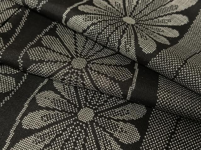 平和屋着物●本場大島紬　カタス9マルキ　立涌花文　黒地　正絹　逸品　未使用　AAAV7492zg