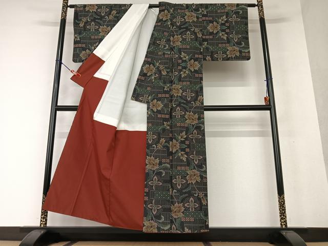 平和屋着物○本場大島紬 一元絣 更紗花文 正絹 逸品 AAAV7512zg