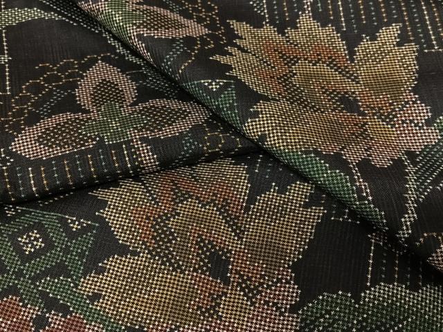 平和屋着物●本場大島紬　一元絣　更紗花文　正絹　逸品　AAAV7512zg