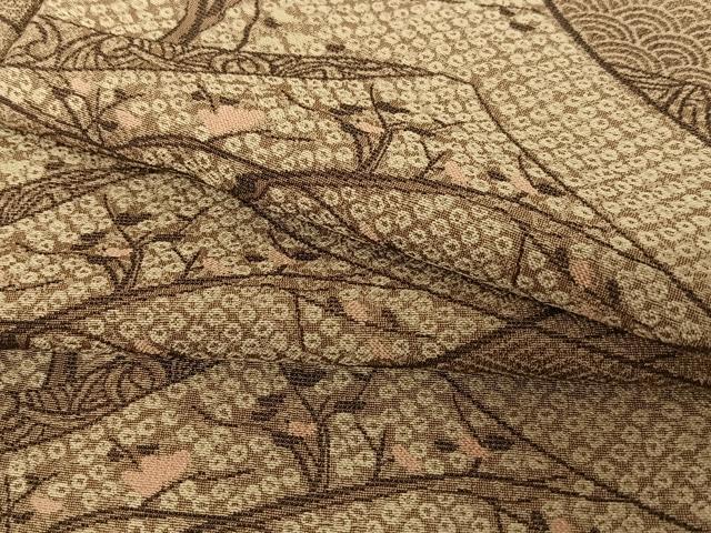 平和屋着物●お召　枝花文　正絹　逸品　AAAV7515zg