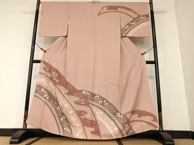 平和屋着物●訪問着　絞り　刺繍　松竹梅　金彩　正絹　逸品　AAAV7526zg