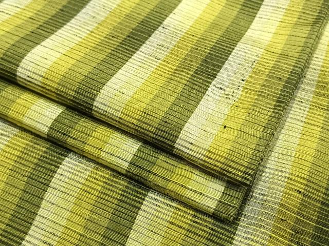 平和屋着物▽上質な紬　単衣　縞　正絹　逸品　AAAV8333fy