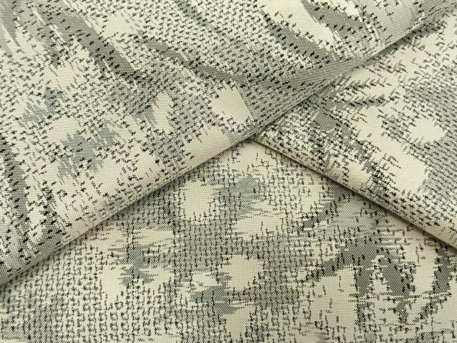 平和屋着物▽上質な紬　単衣　草花文　正絹　逸品　AAAV8340fy