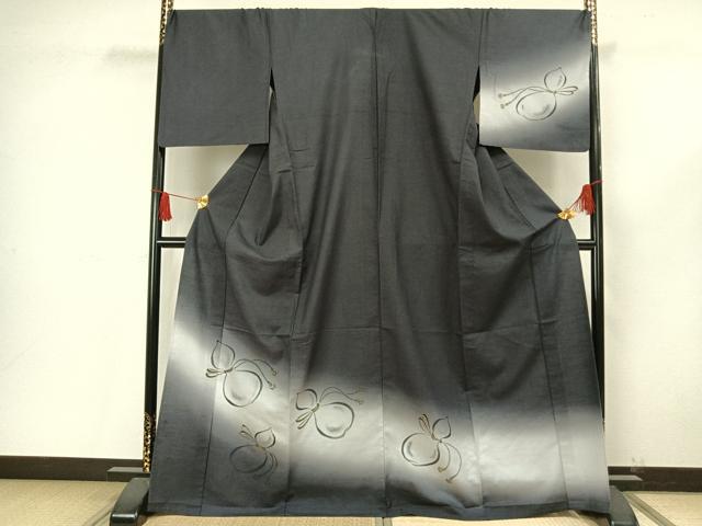 平和屋着物▽訪問着　単衣　手描き　瓢箪　正絹　逸品　AAAV8354fy