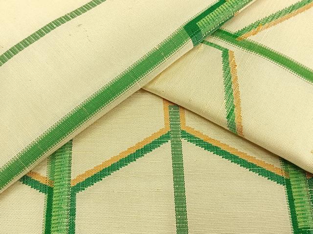 平和屋着物▽上質な紬　単衣　幾何学文　正絹　逸品　AAAV8381fy