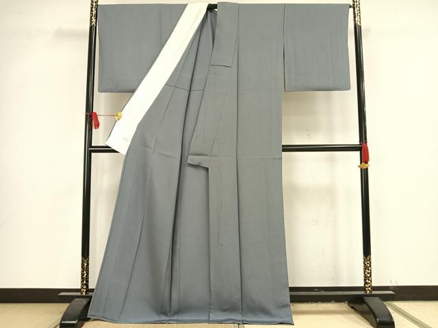 平和屋着物▽江戸小紋 単衣 鮫小紋柄 灰色 ロング丈 正絹 逸品