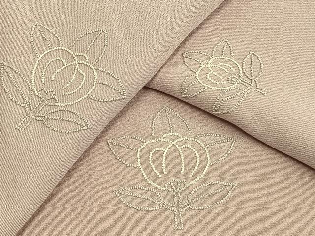 平和屋着物▽訪問着　単衣　総刺繍　中国三大刺繍　相良刺繍　草花文　正絹　逸品　AAAV8409fy