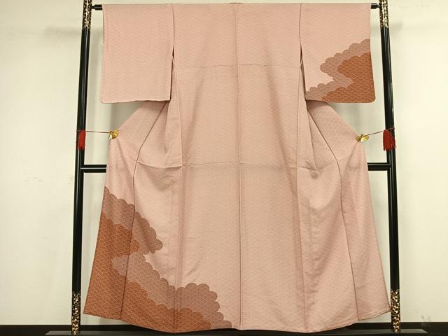 平和屋着物▽訪問着　単衣　青海波　正絹　逸品　AAAV8450fy