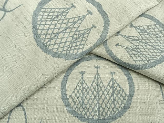 平和屋着物▽男性　紬　単衣　丸文　高島屋扱い　正絹　逸品　AAAV8465fy