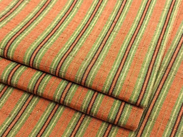 平和屋着物▽上質な紬　単衣　縞　正絹　逸品　AAAV8469fy