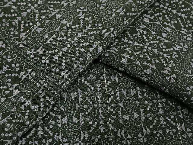 平和屋着物▽上質な小紋　単衣　幾何学文様　銀彩　正絹　逸品　AAAV8472fy