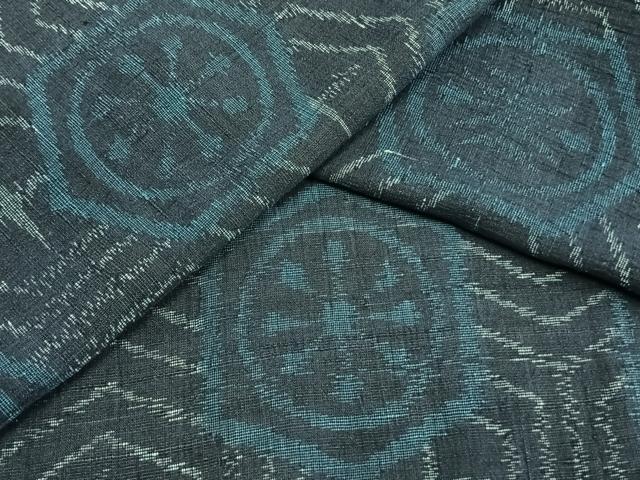 平和屋着物▽上質な紬　単衣　亀甲文様　正絹　逸品　AAAV8475fy