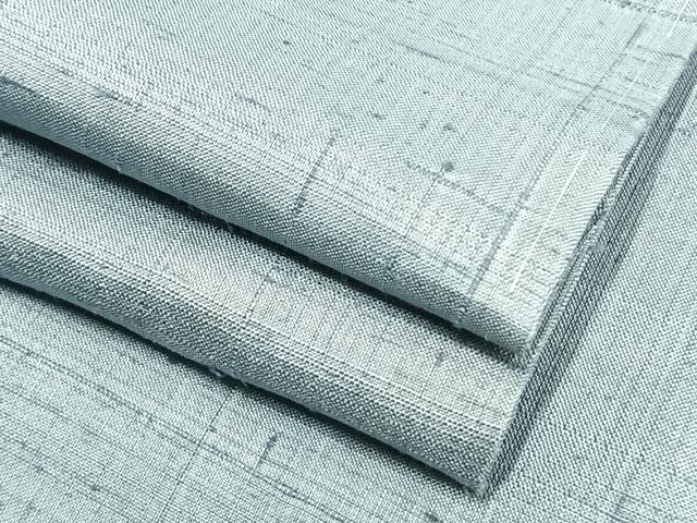 平和屋着物▽上質な紬　単衣　色無地　水色　正絹　逸品　AAAV8481fy